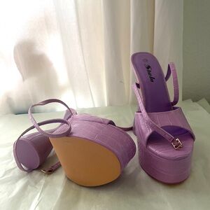 Urban Outfitters | Shoes | Shein Lilac Platform Ankle Strap Peep Toe ...